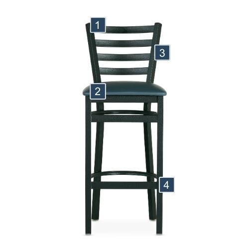 Black Steel Ladderback Restaurant Bar Stool – Upholstered