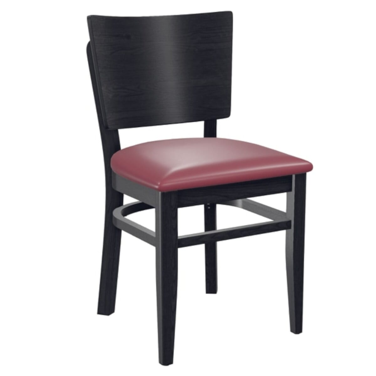 Solid Black Wood Square Back Restaurant Side Chair