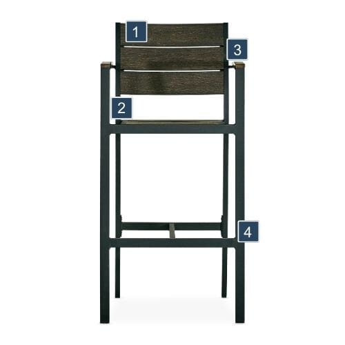 Outdoor Aluminum Arm Bar Stool with Synthetic Teak Wood Slats