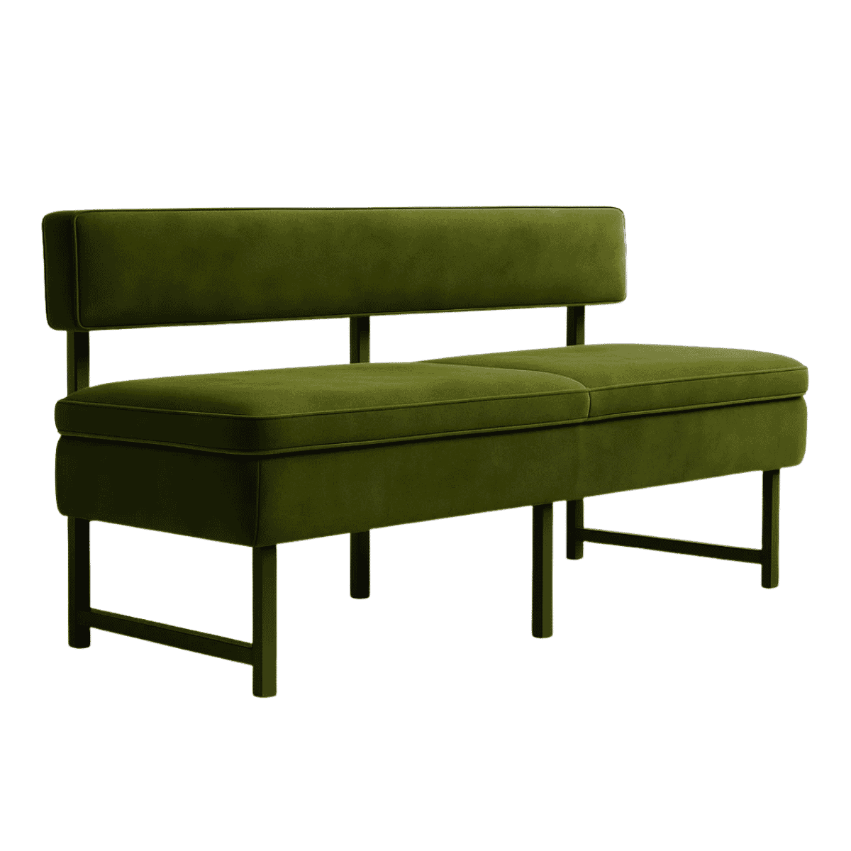 Linea Minimalist Open-Frame Restaurant Booth with Upholstered Seat & Back