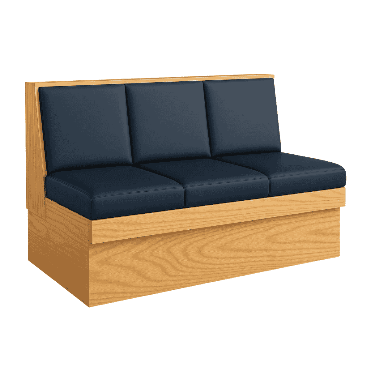 Braylin Segmented Cushion Restaurant Booth with Light Wood Frame & Base