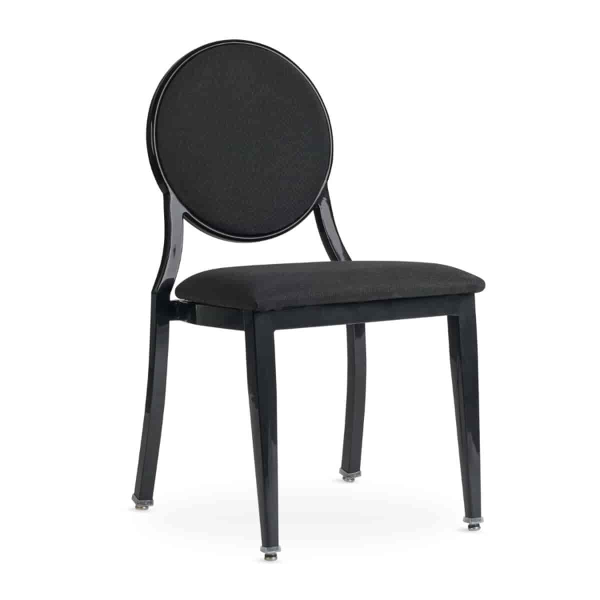 Elio Quickship Steel Stackable Banquet Chair in Black with Fabric ...