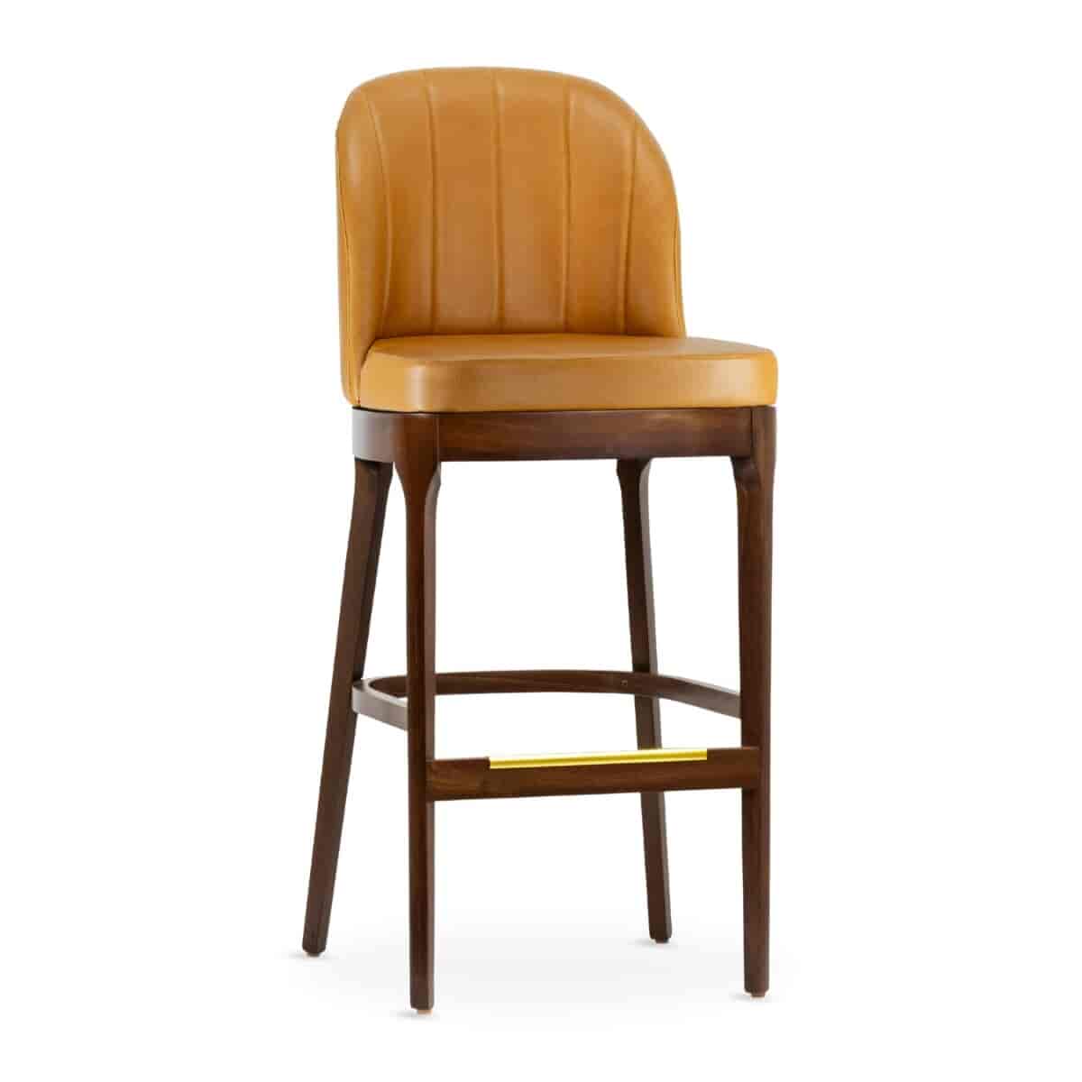 Grace Channel Backrest Wood Restaurant Bar Stool