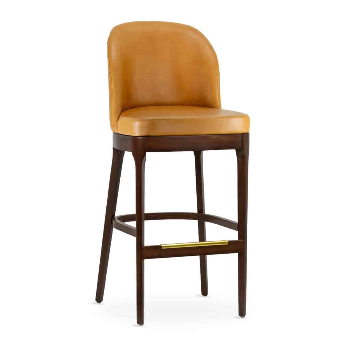 Grace Modern Wood Restaurant Bar Stool in Brown Finish